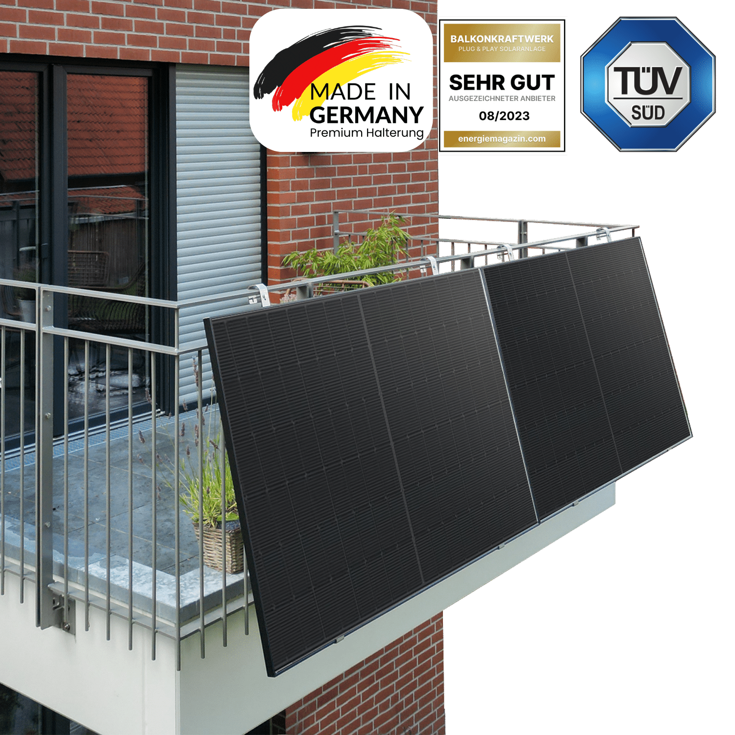 Kleines Kraftwerk Duo Gitterbalkon - Balkonkraftwerk Komplettpaket